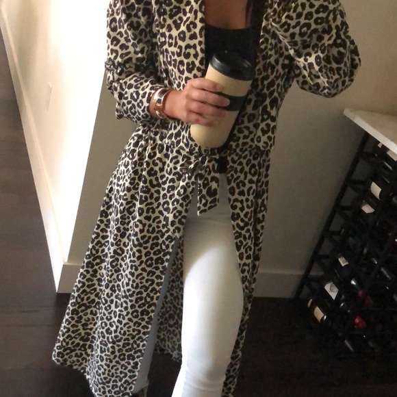 Something Navy | Jackets & Coats | Leopard Duster | Poshmark